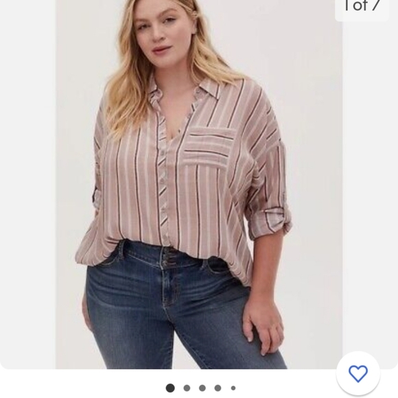 torrid | Tops | Torrid Pink With Stripes Roll Up Sleeves Size 5 | Poshmark